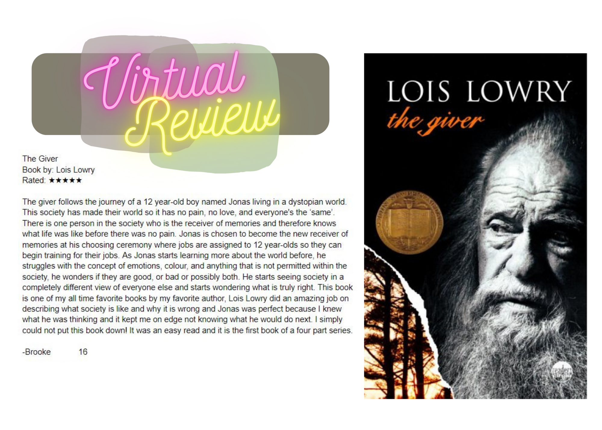 Virtual Review — The Giver by Lois Lowry – Stirling-Rawdon Public Library